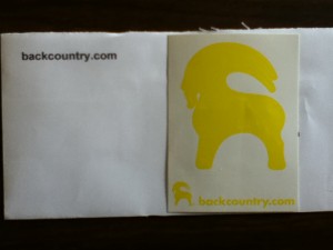 Yellow backcountry.com sticker