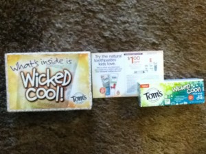 Tom’s natural Wicked Cool mild mint toothpaste and coupon from Target