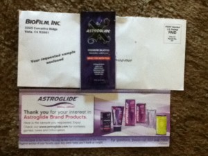 Free Astroglide personal lubricant sample