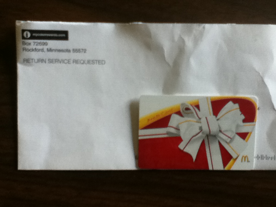 Winner of McDonalds Arch Card from mycokerewa rds.com