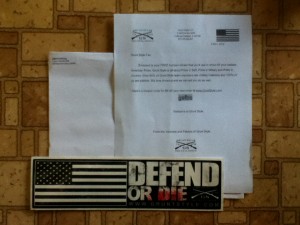 Free Defend or Die Bumper Sticker from Grunt Style