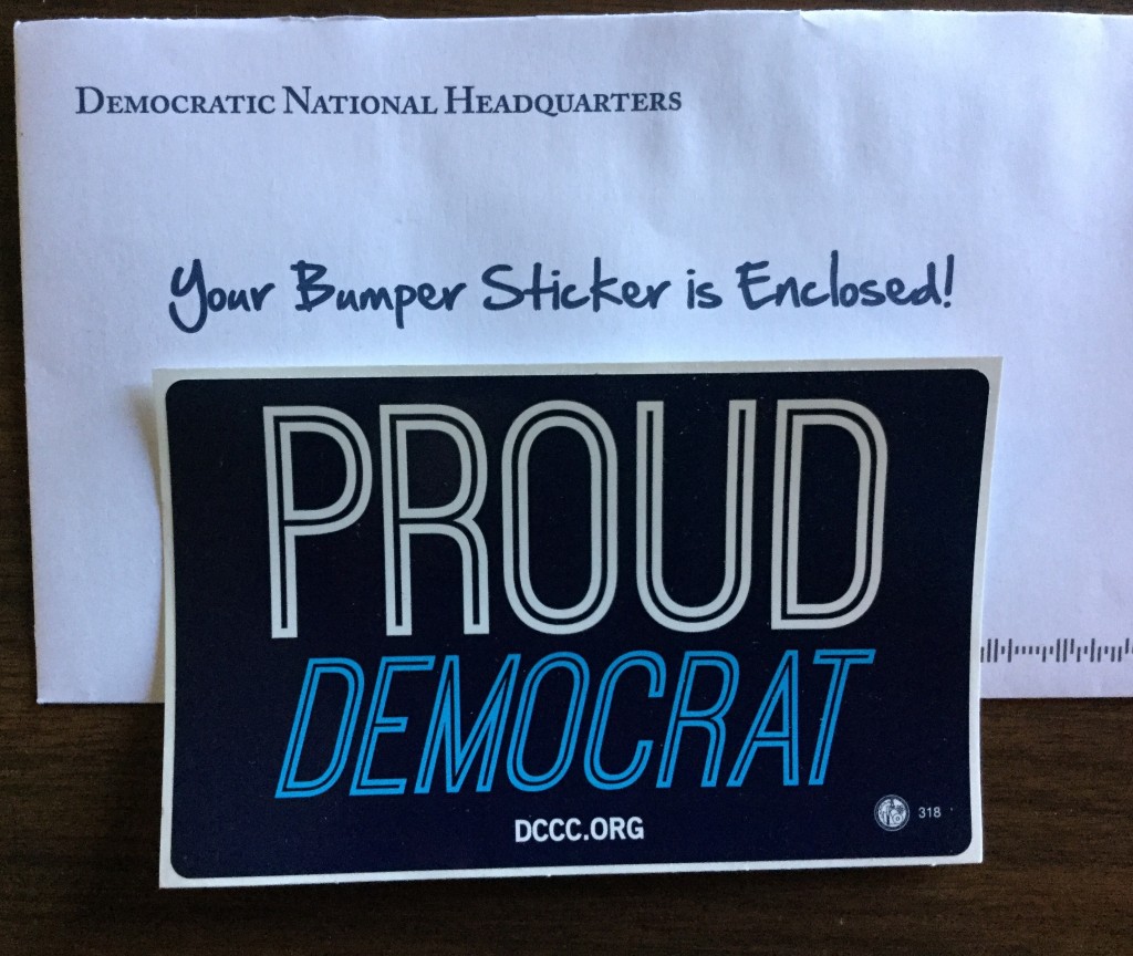 🇺🇸 Free PROUD DEMOCRAT Bumper Sticker from Democratic National ...