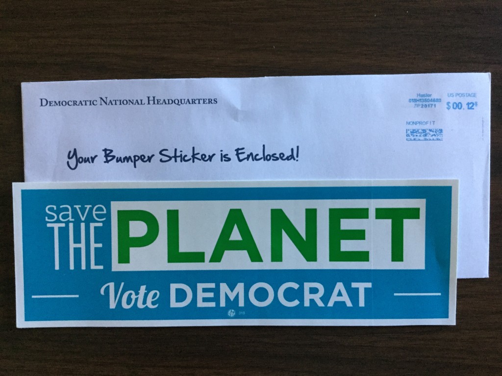 Free Save The PLANET Vote Democrat bumper sticker