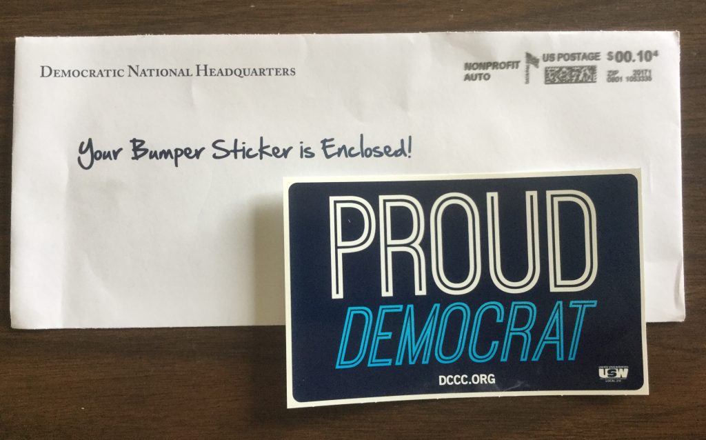 Free PROUD DEMOCRAT Sticker from DCCC.ORG
