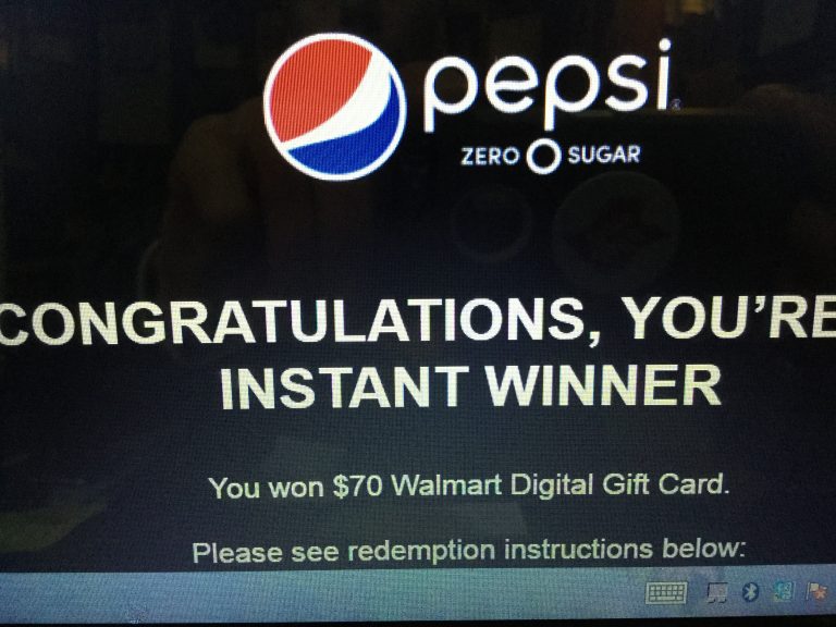 Winner in the Pepsi Zero Sugar Pay Zero Instant Win Game at Walmart ...
